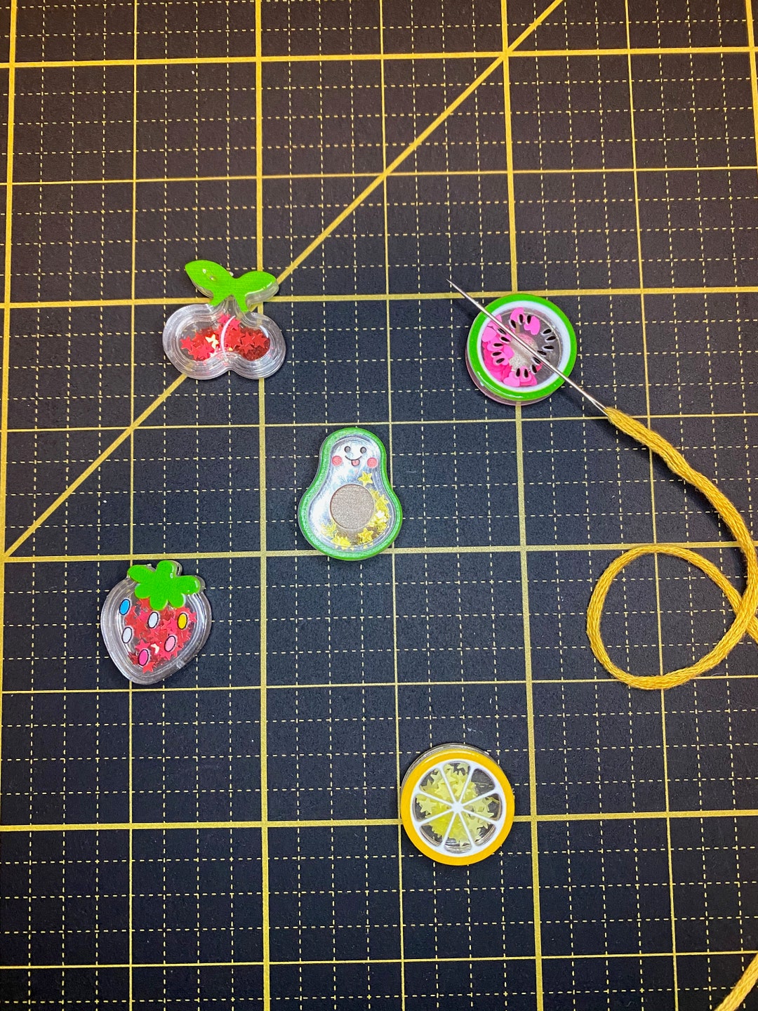 Summer Shaker Glitter Confetti Fruit Needle Minder, Needle Nanny ...