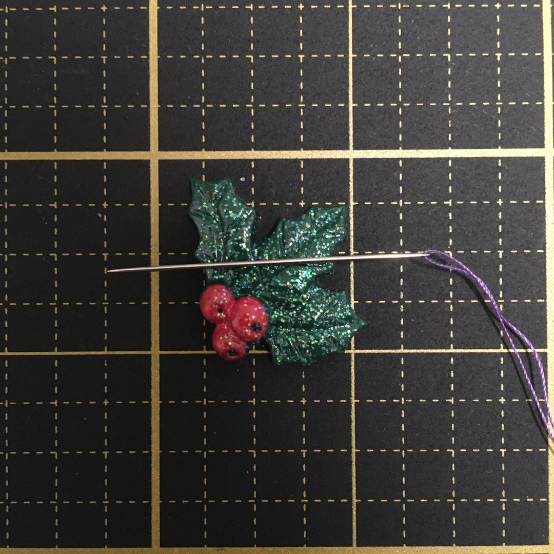 Glitter Holly Berry Needle Minder, Needle Nanny, Magnetic Needle Holder ...