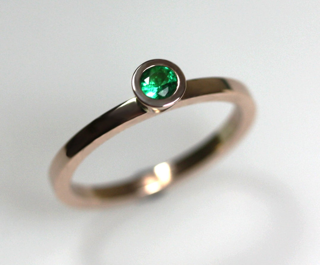 Simple Emerald Engagement Ring ~ May Bithstone Ring ~ Emerald and Rose ...