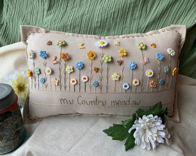 My Country Meadow Pillow (cottage Style) - Etsy