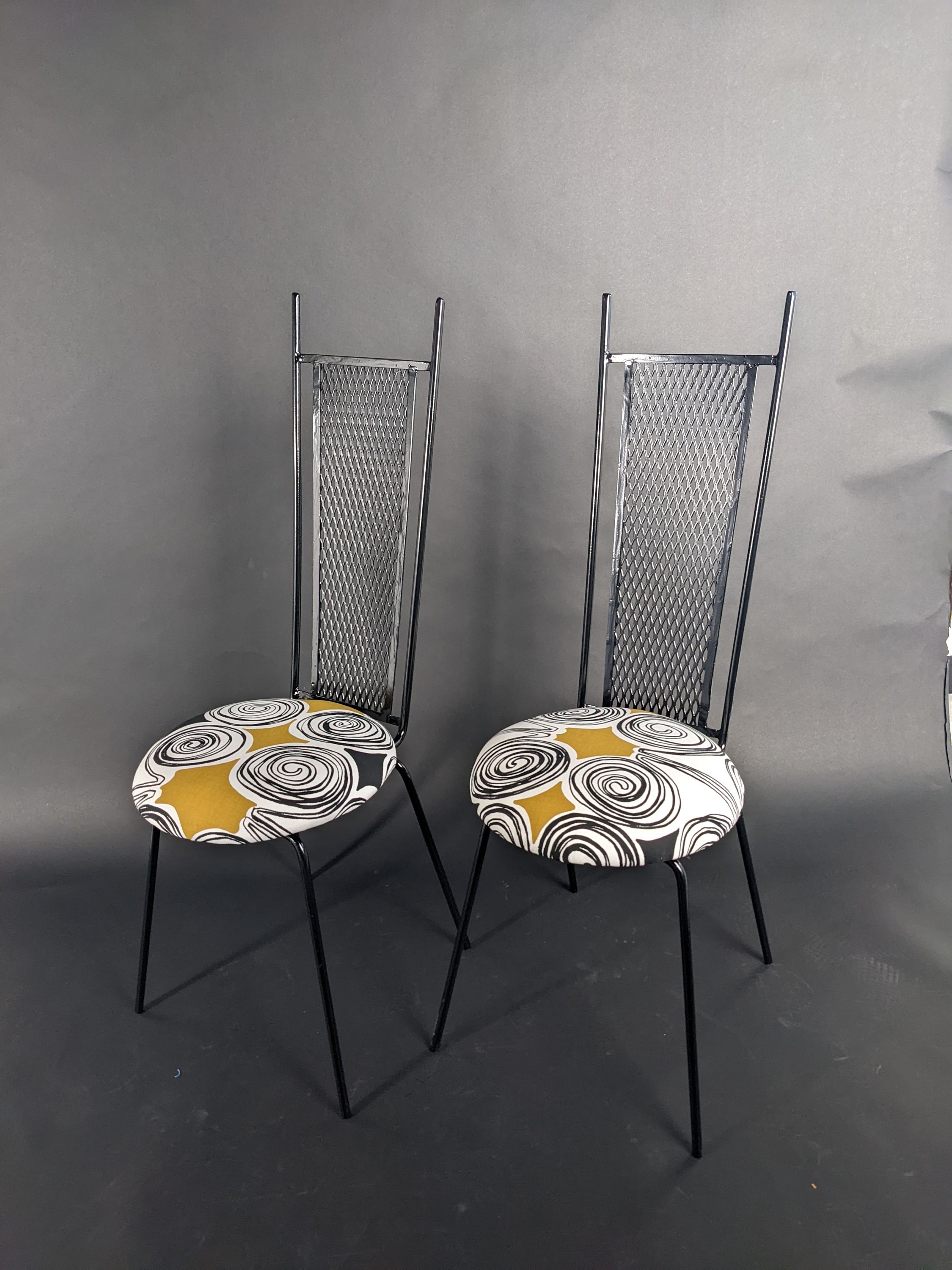 Mid Century Modern Wrought Iron High Back Chairs/mcm Chairs/wrought ...