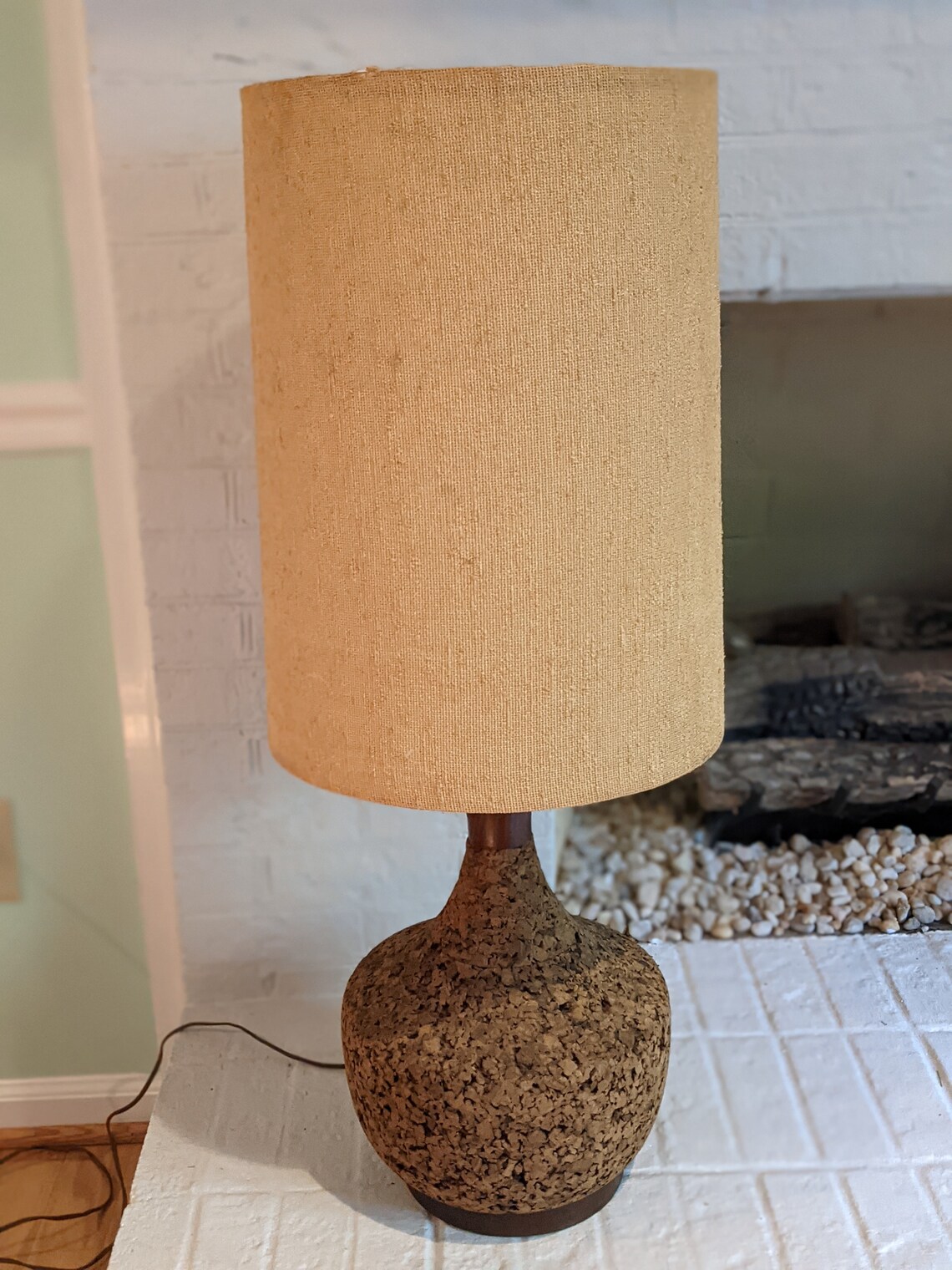 Mid Century Modern Danish Cork and Teak Table Lamp/Wood | Etsy