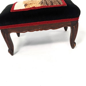 English Antique Yorkie Cross Stitch Footstool - Etsy