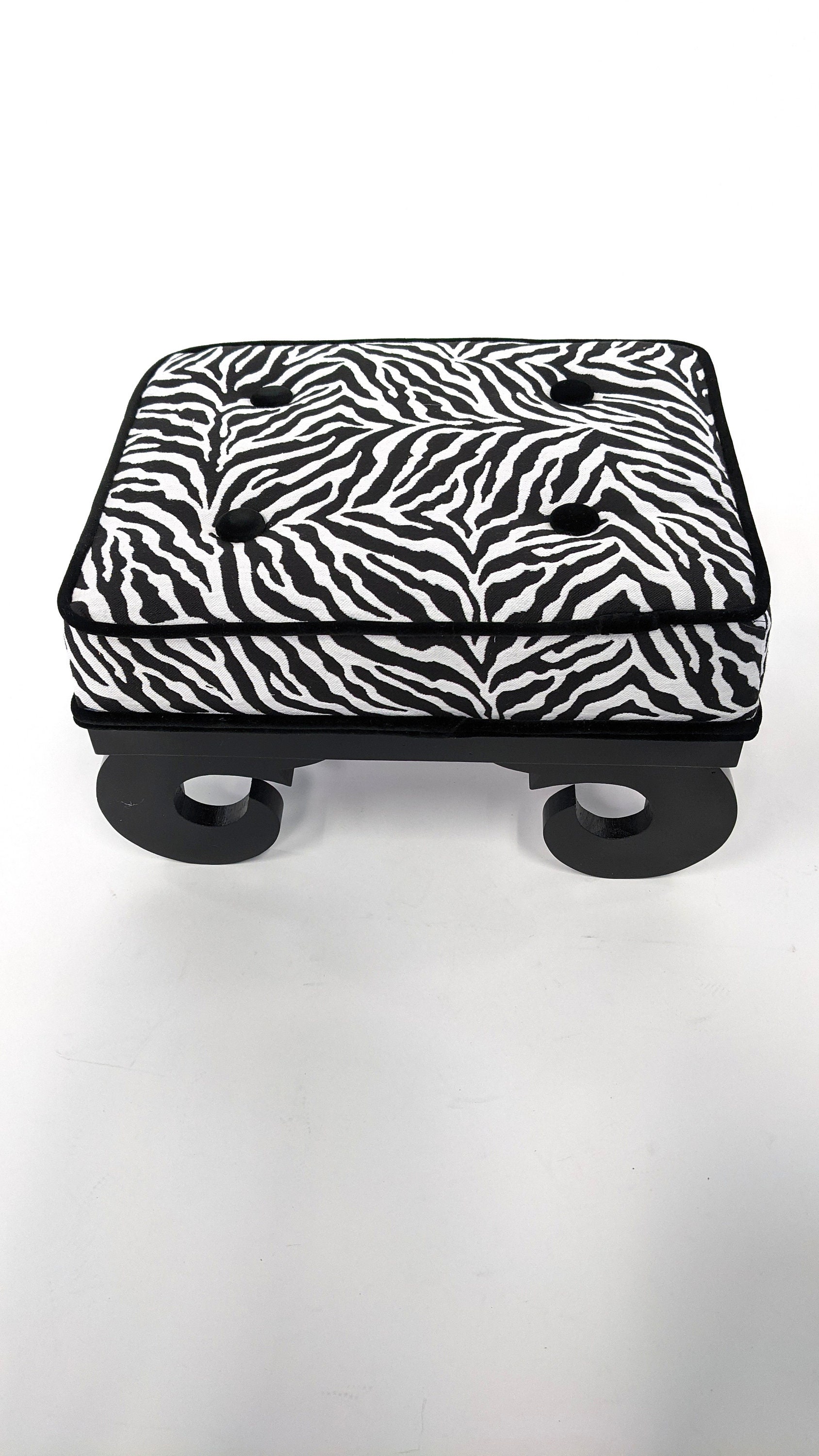 Antique /vintage Zebra Print Footstool/refurbished - Etsy