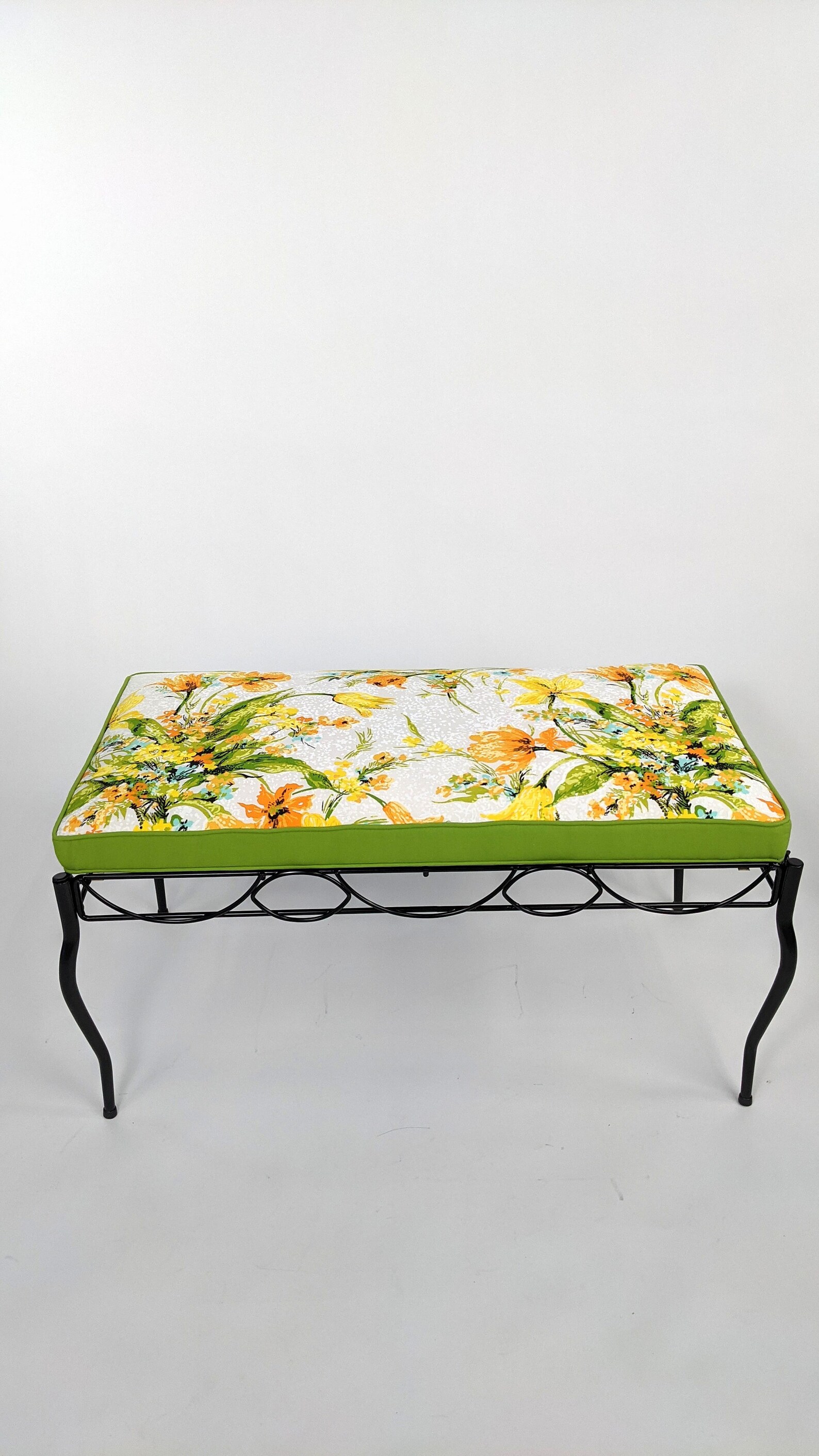 Hollywood Regency Vintage Floral Pattern Iron Bench/vintage Bench/retro ...