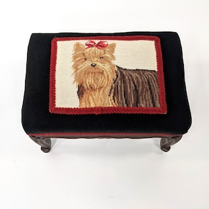 English Antique Yorkie Cross Stitch Footstool - Etsy