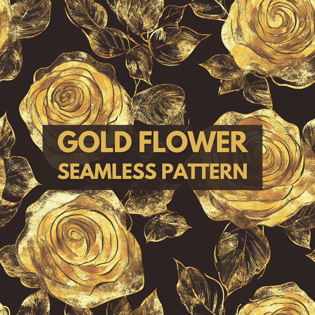 Gold Flower Seamless Pattern PNG Elegant Floral Digital Paper Luxury ...