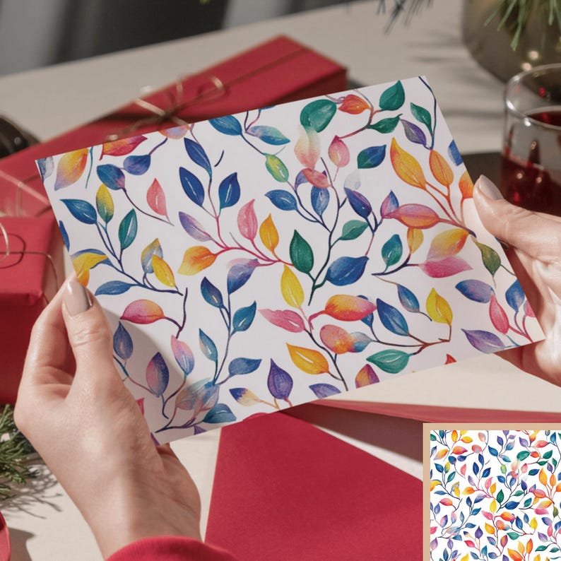 Watercolor Leaves Seamless Pattern PNG Hand-painted Foliage Digital ...