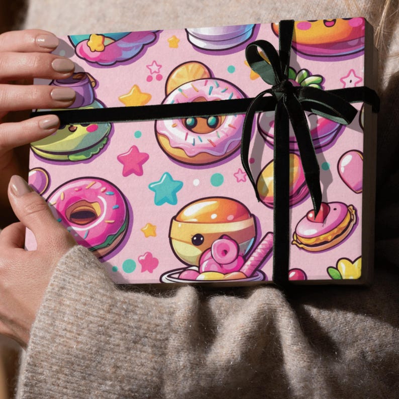 Candy Doughnut Seamless Pattern Kawaii Clipart Donut Scrapbook Paper ...