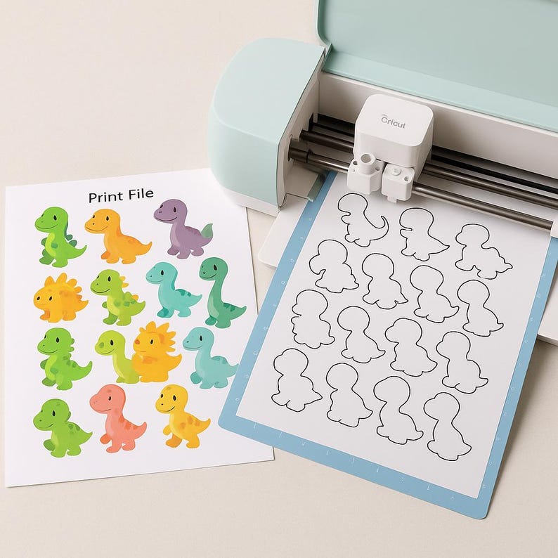 Printable Dinosaurs Sticker Sheet A4 PDF, Cute Dino Stickers for Cricut ...