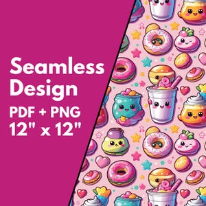 Candy Doughnut Seamless Pattern Kawaii Clipart Donut Scrapbook Paper ...