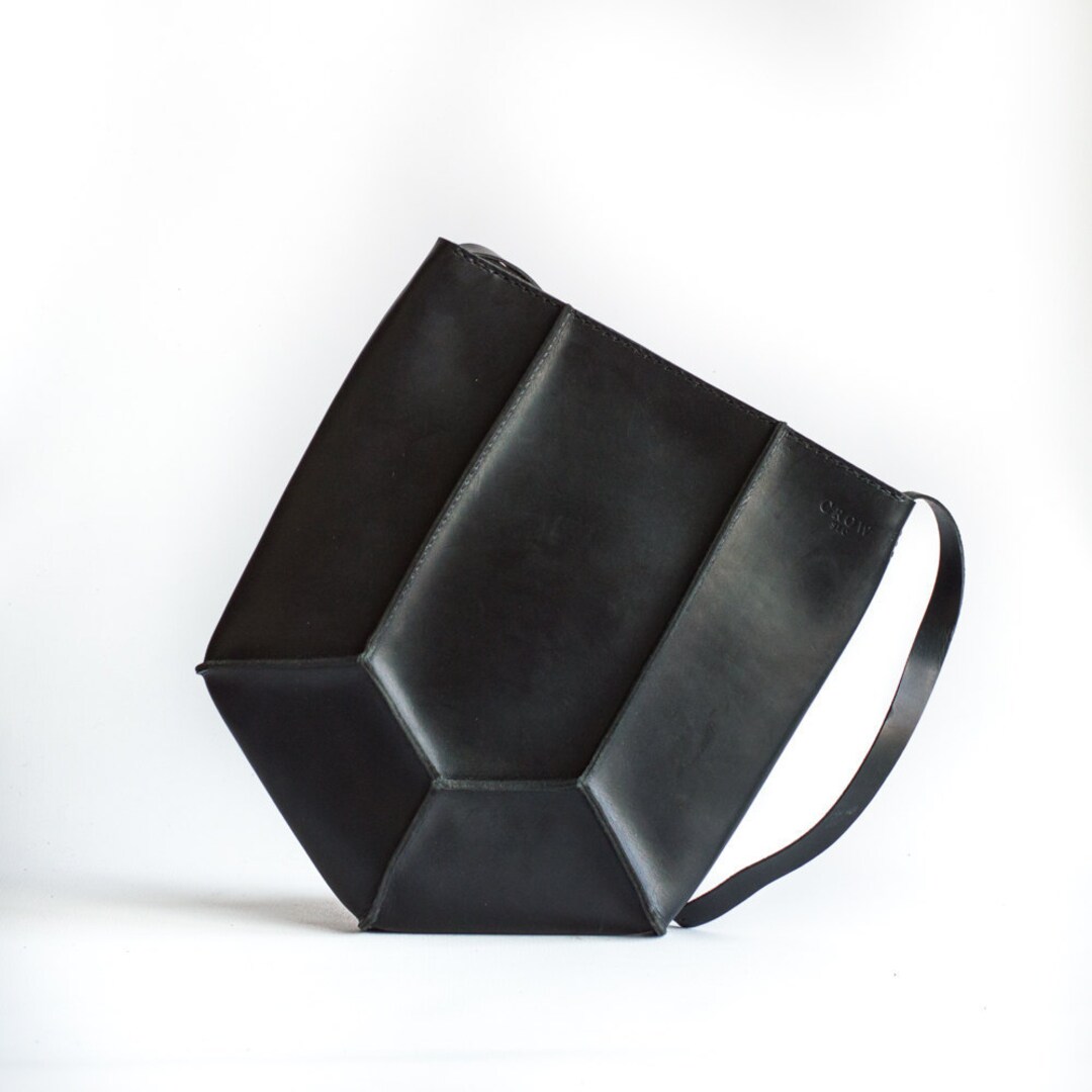 No. 01 — Leather Shoulder Bag — Geometric Leather Bag — Exposed Seams ...