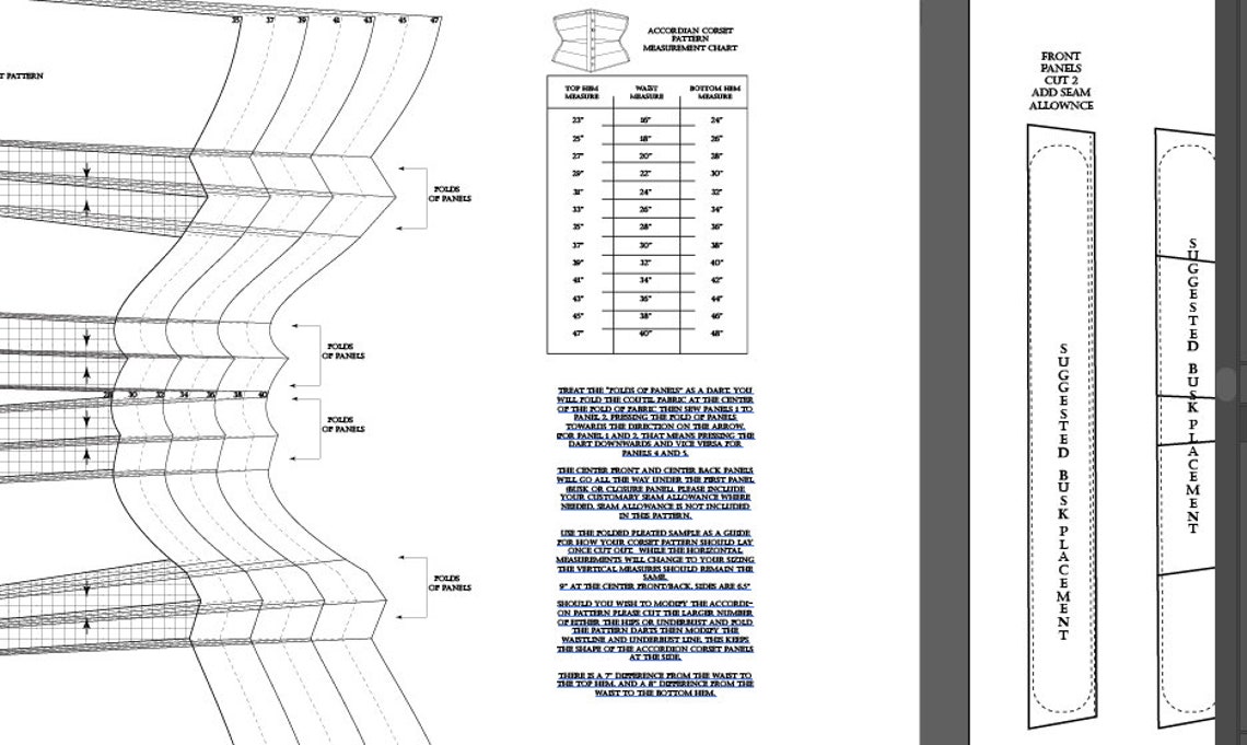 Digital Download: Sin & Satin Accordion Ribbon Corset Size - Etsy