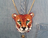 Items similar to cheetah Necklace little hama beads - unique design ...