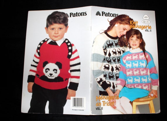 Patons 499 Beehive Animal Picture Sweater Knitting Patterns Dragon Cats ...