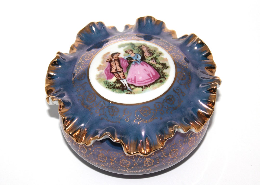 Porcelain Rococo Style Round Trinket Box Small Jewelry Box - Etsy