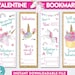 Unicorn Valentine Bookmarks - PRINTABLE - Unicorn Valentines - Girl ...