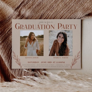 Joint Graduation Party Invitation, Two Person Grad Party Invite ...
