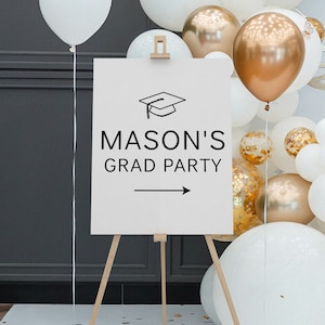 Grad Party Direction Sign, Graduation Party Entrance Sign With Arrow ...
