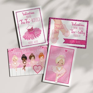 Ballerina Valentine Cards - Instant Download PRINTABLE - Tutu Dance ...