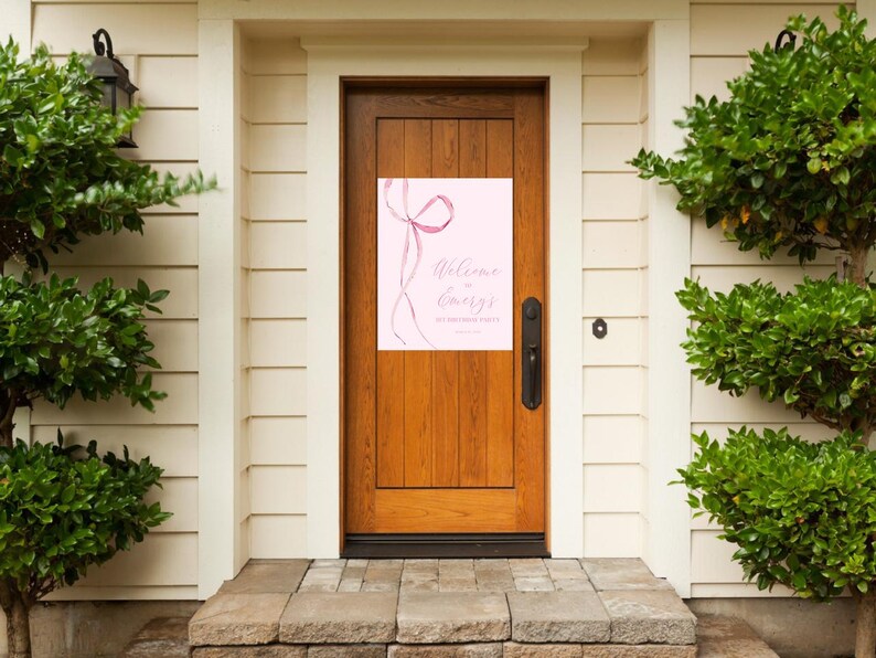 Pink Bow Welcome Sign, Coquette Aesthetic Ribbon Entrance Sign ...