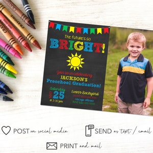 Preschool Graduation Invitation, Kindergarten Graduation Announcement ...