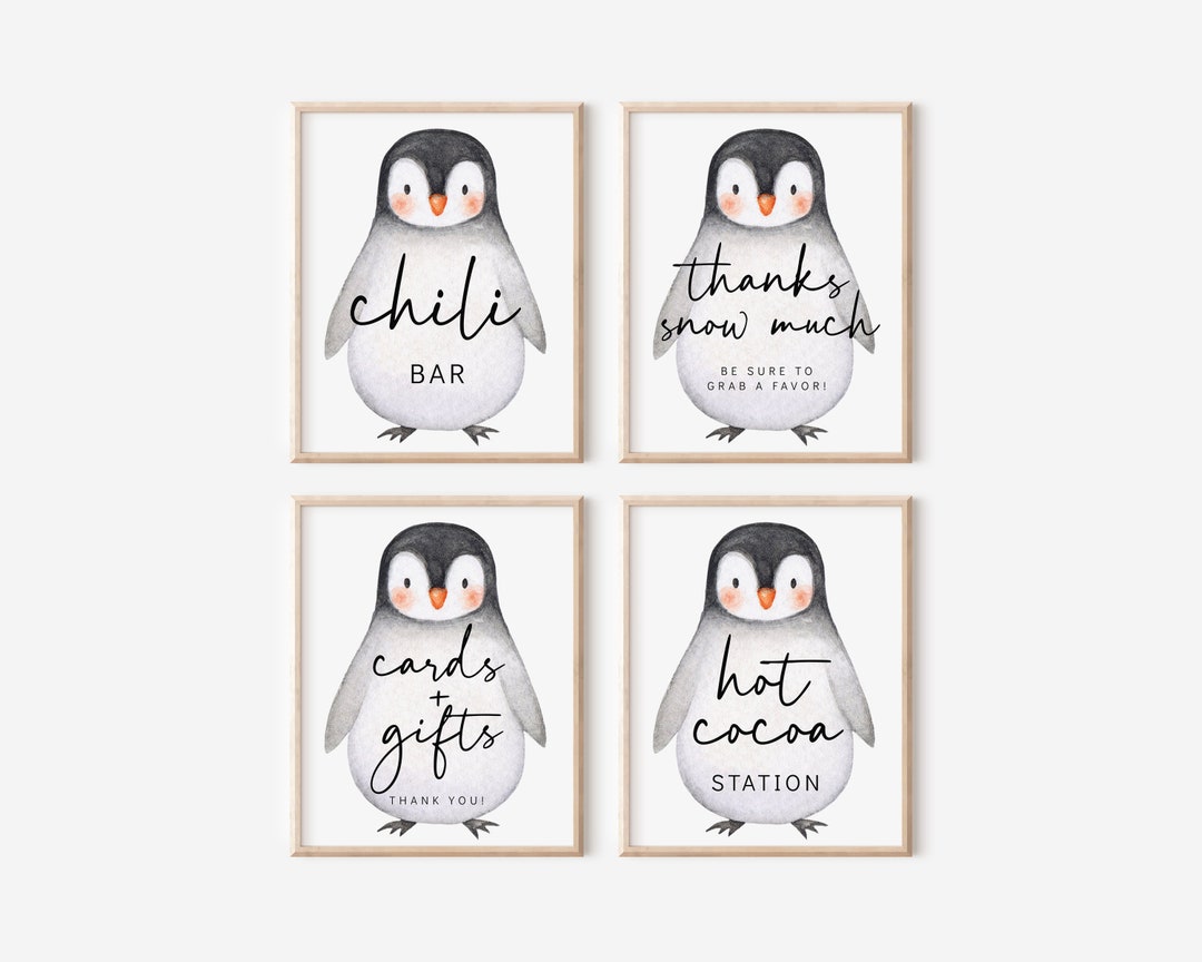 Penguin Party Signs - Favor Table, Chili Bar, Hot Cocoa, Cards Gifts ...