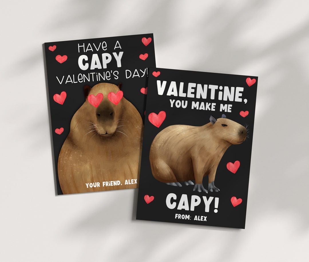 Capybara Valentine - Funny Punny Kids Valentine - Cute Animal - Capy ...