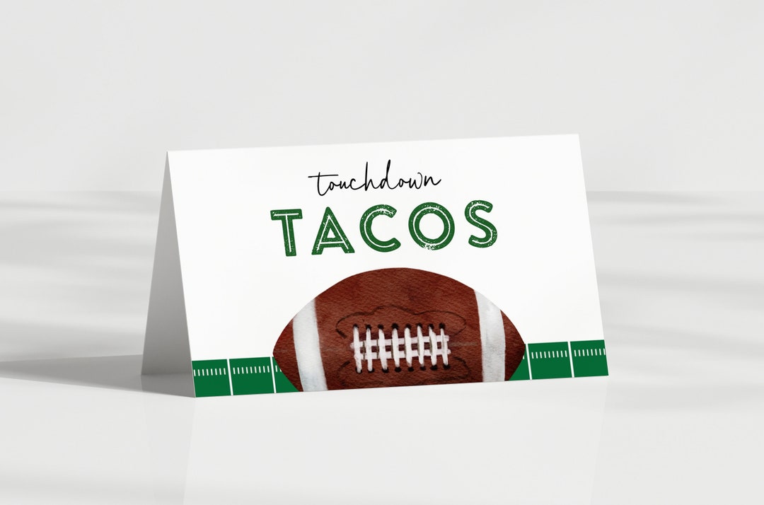 Football Birthday Tent Cards, Football Party Food Labels, First Down ...