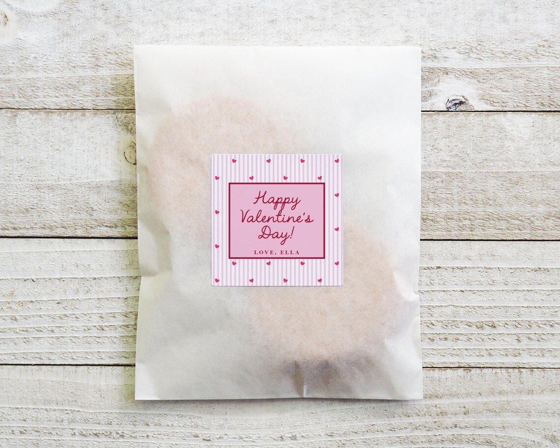 Valentine Pencil Tag Editable Template | Heart & Stripe Valentine ...
