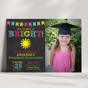 Preschool Graduation Invitation, Kindergarten Graduation Announcement ...