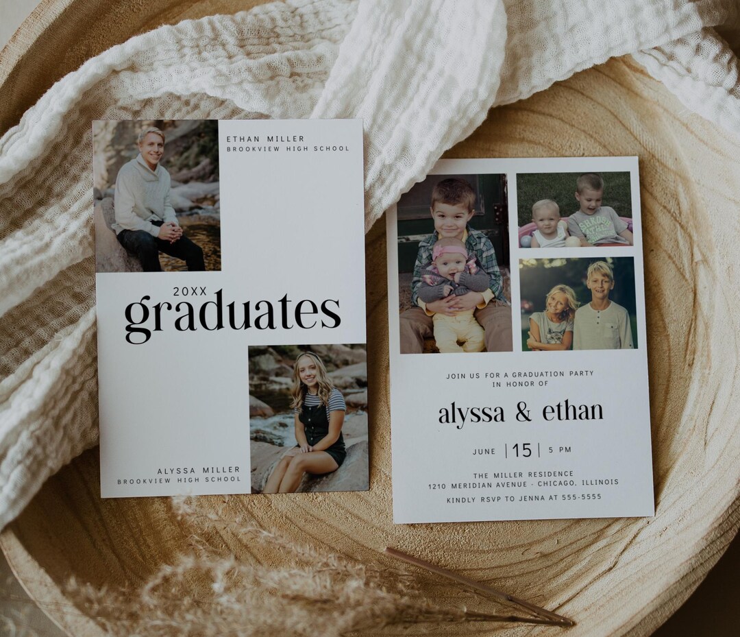 Two Person Graduation Announcement - Twins, Siblings, Friend, Photos ...