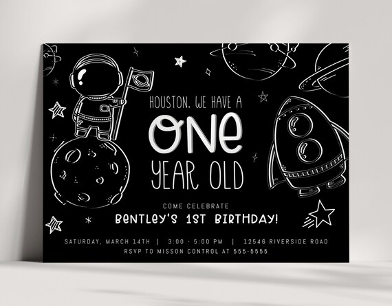 Space First Birthday Invitation - Houston We Have a One Year Old ...