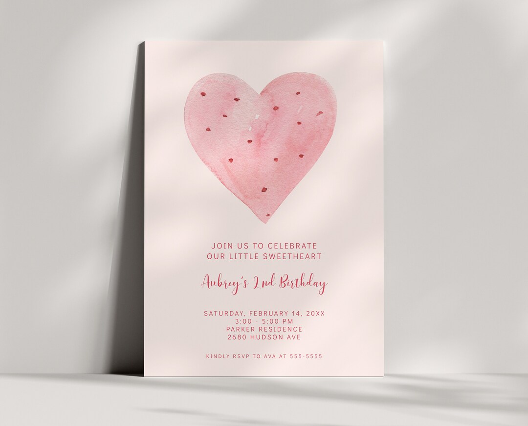 Boho Heart Valentine Invitation - Minimalist Valentine Birthday ...