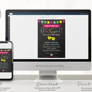 Neon Middle School Graduation Invitation - Glow in the Dark - Future is ...