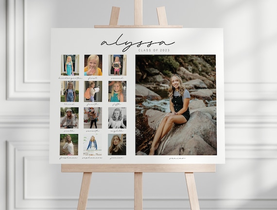 Graduation Photo Template, Through the Years Photo Collage Sign, School ...