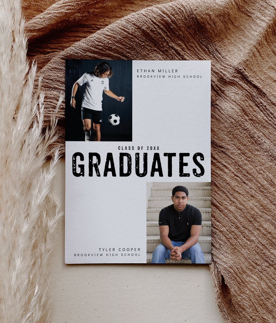 Joint Graduation Party Invitation - Two Person Grad Party Invite - Guy ...