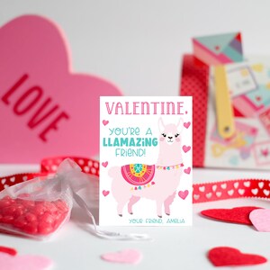 Llama Valentine - Editable Template - Llama School Valentine Card ...