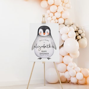 Penguin Baby Shower Sign - Penguin Birthday - Arctic Animal - Welcome ...
