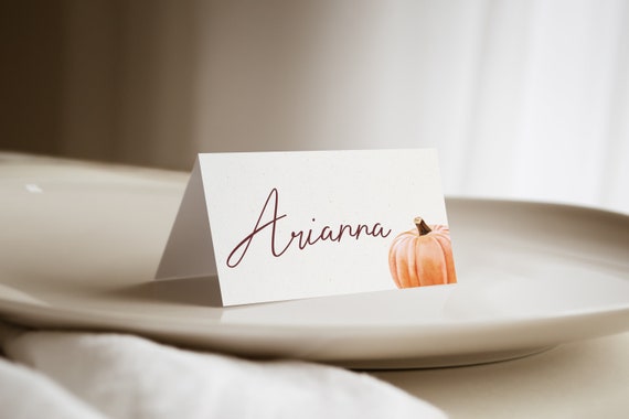 EDITABLE Thanksgiving Place Cards, Thankful for, Guest Name, Food Tent ...