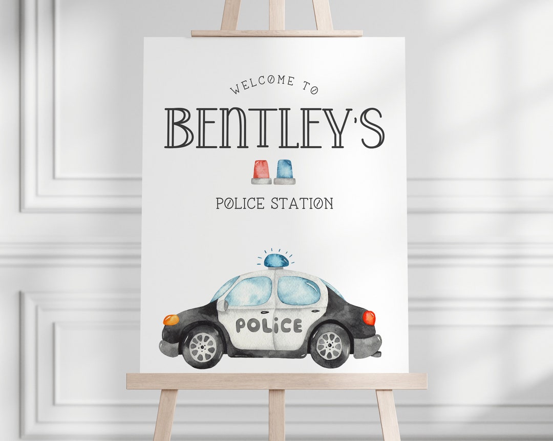 Police Party Sign - Police Car - Policeman Cop Birthday Welcome Sign ...