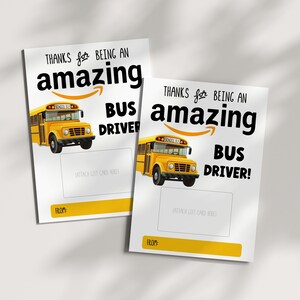 Bus Driver Thank You - Gift Card Holder Printable - School Bus Driver ...