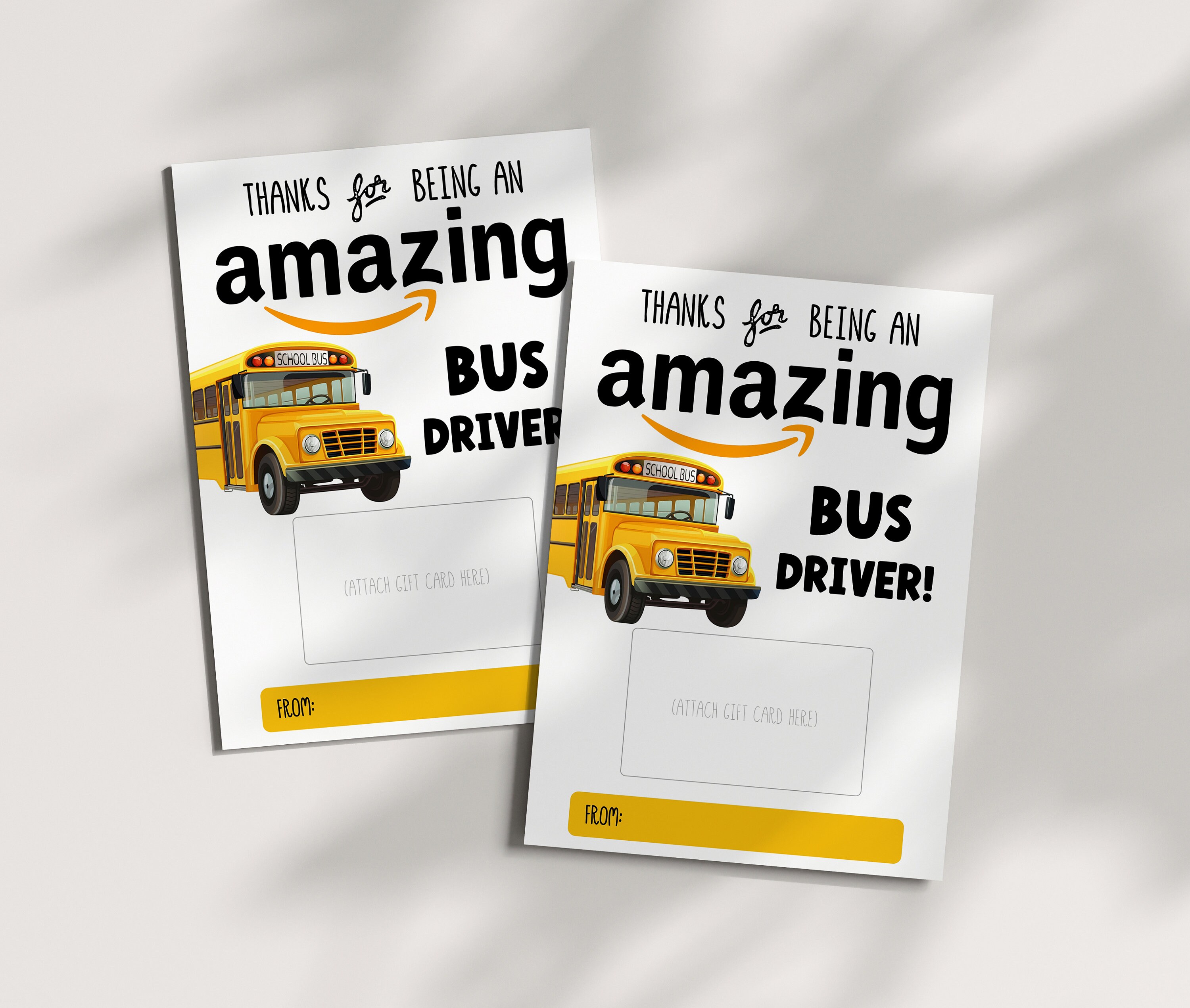 Bus Driver Thank You - Gift Card Holder Printable - School Bus Driver ...