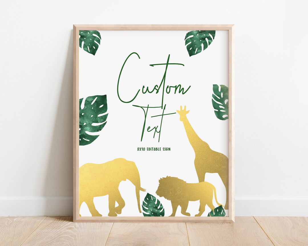 Editable Jungle Sign - Safari Party Sign - Modern Minimalist - Lion ...
