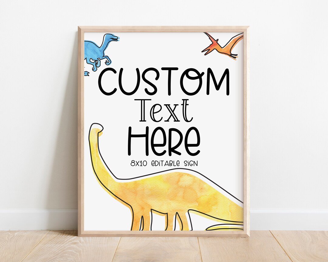 Editable Dinosaur Birthday Sign - Dinosaur Party Sign - Custom - Wall ...