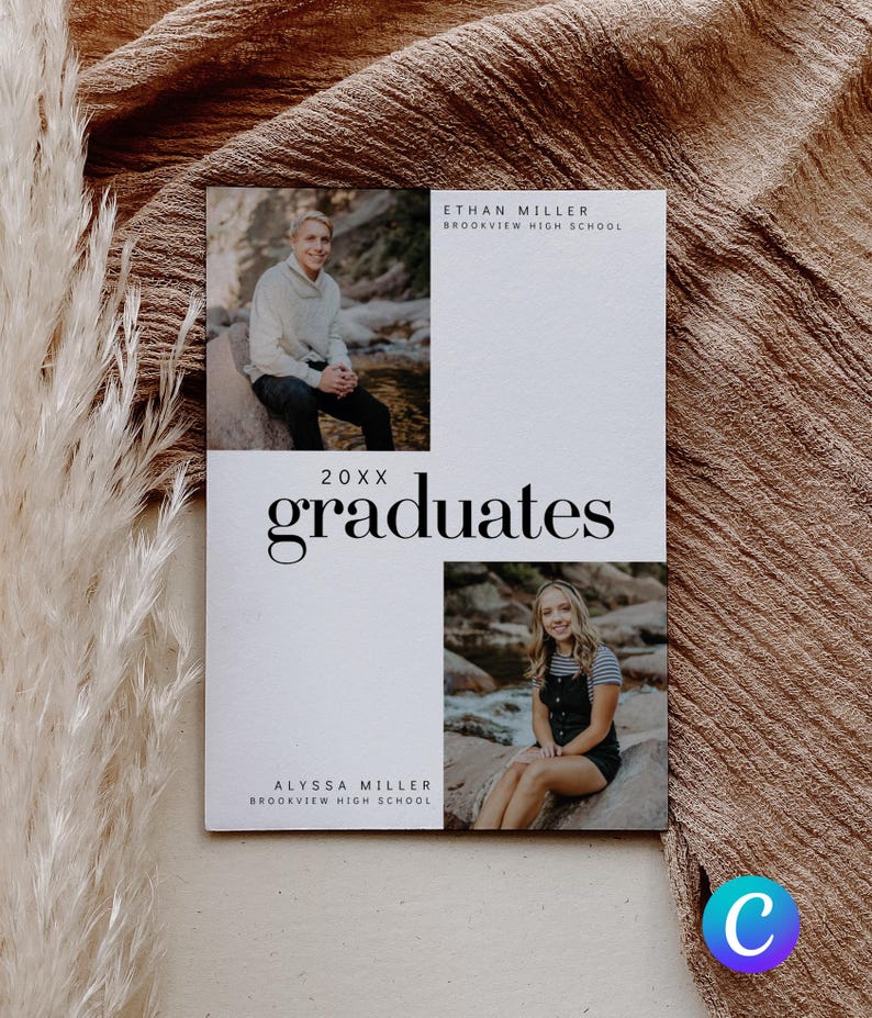 Joint Graduation Party Invitation - Two Person Grad Party Invite ...