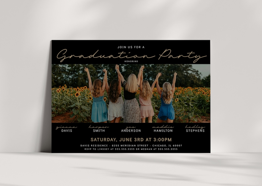 Joint Graduation Party Invitation - Five Person Grad Party Invite ...