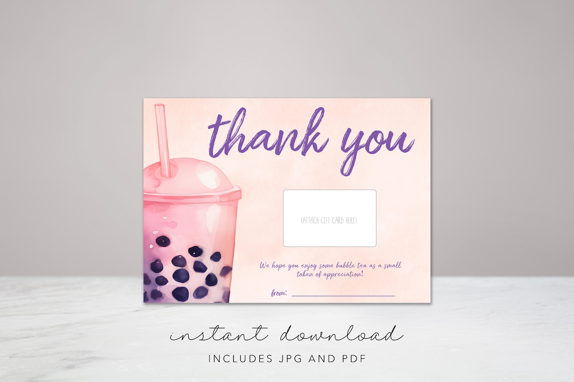 Boba Tea Gift Card Holder Bubble Tea Teacher Appreciation - Etsy