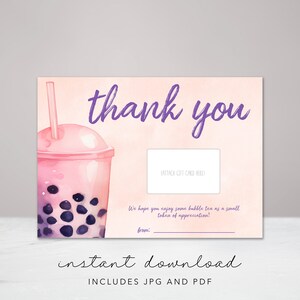 Boba Tea Gift Card Holder - Bubble Tea - Teacher Appreciation - Thank ...