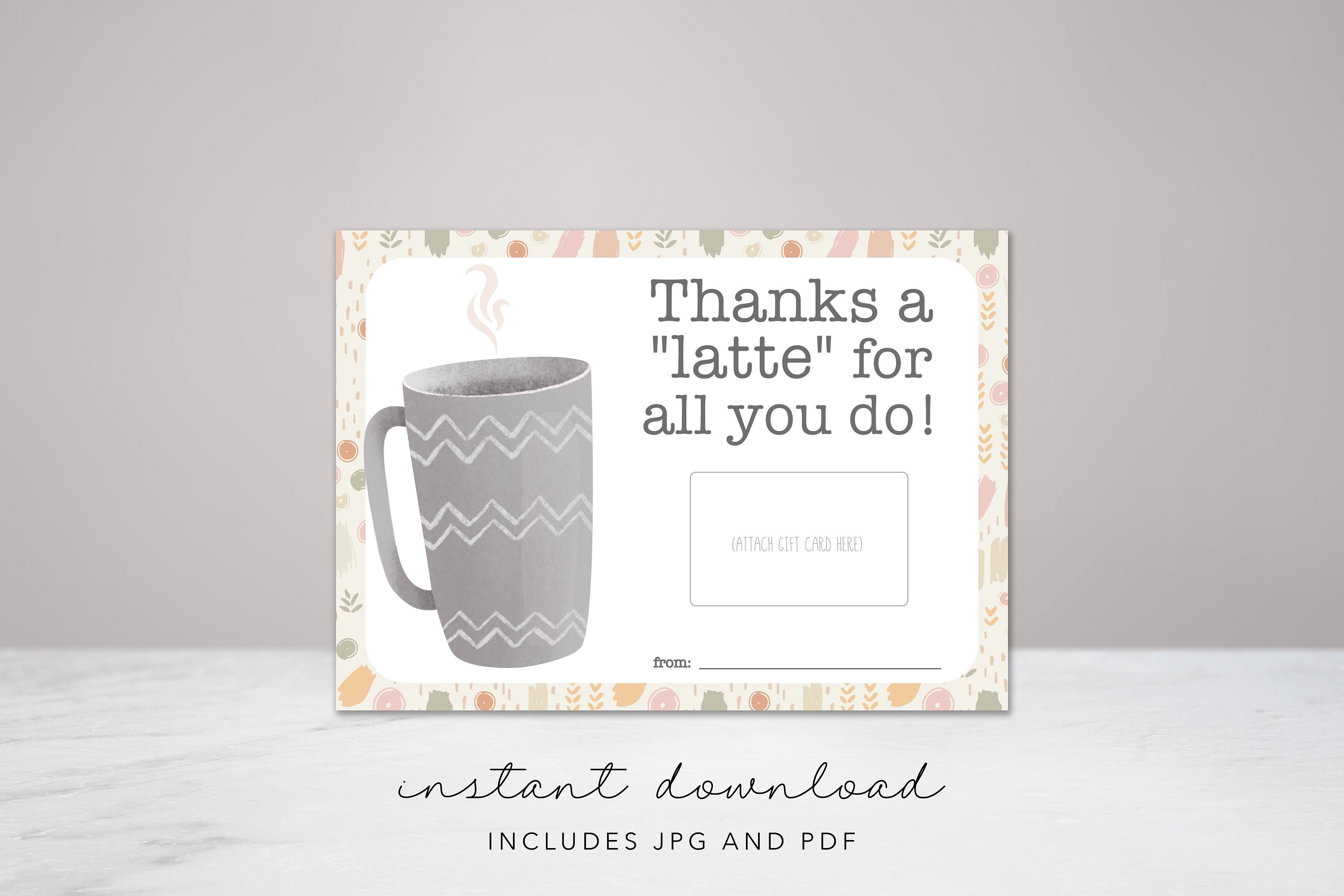 Coffee Gift Card Holder - Thanks a Latte - Teacher Appreciation - Thank ...